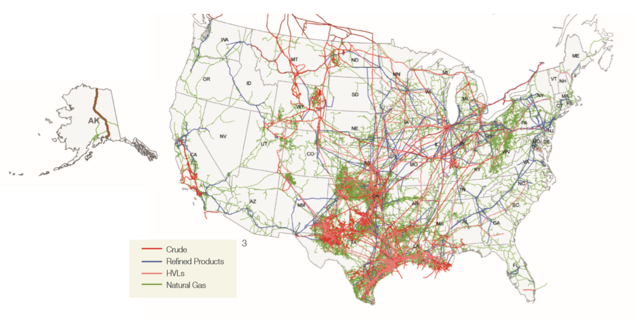 Pipelines In The Usa Map - Map